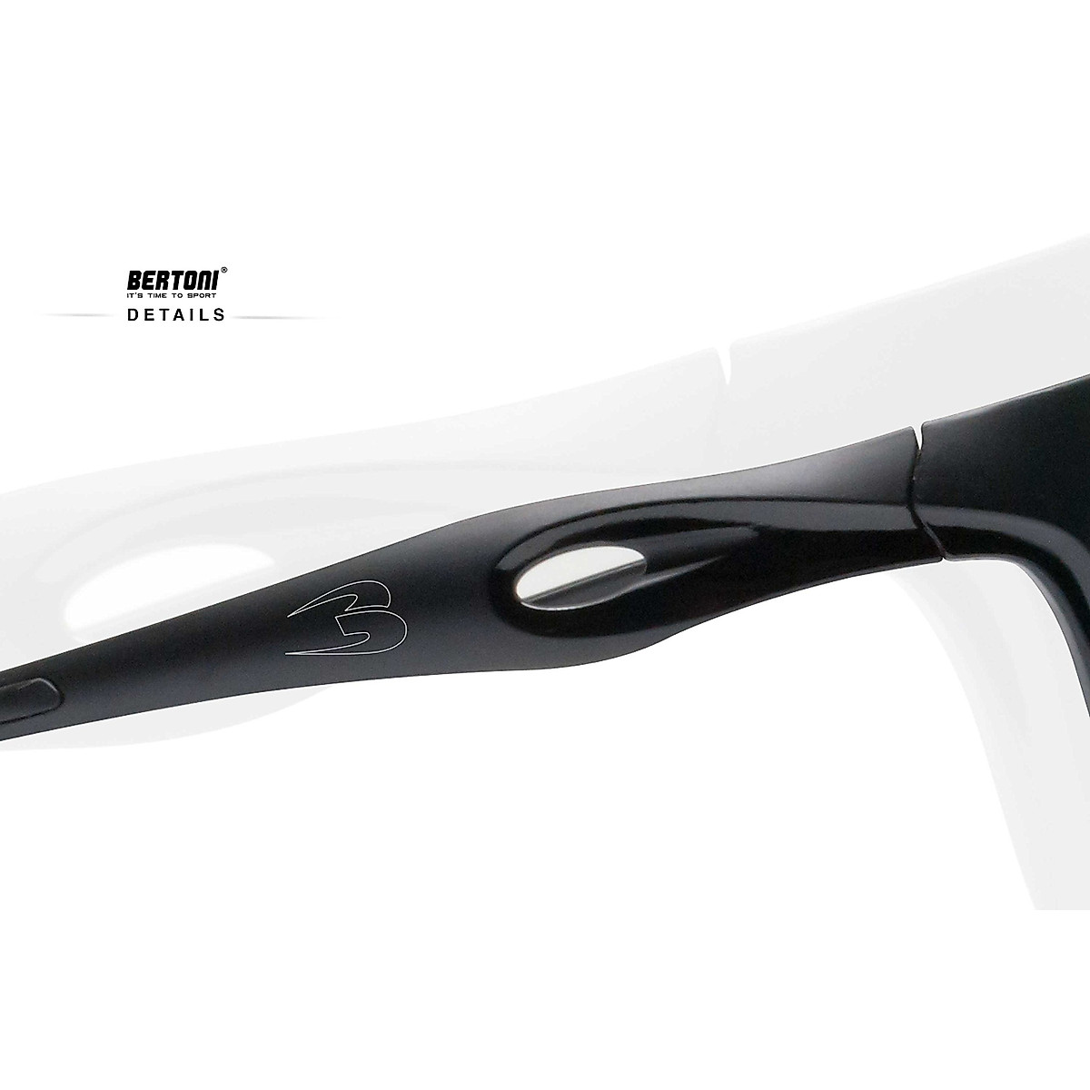 Bertoni Photochromic Sport Sunglasses for Cycling Running Ski Motorcycle MTB Fishing – mod. Omega Italy (Matt Black - Photochromic)