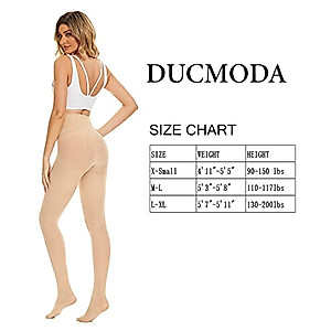 DUCMODA Women's 2-5 Pairs Semi-opaque Soft Tights Comfort High Waistband 70 Denier Pantyhose-Beige-2 Pairs-S-M