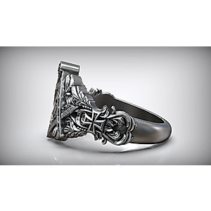 Freemasons Square And Compass Pattern Ring Master Mason Symbol With Engraved Letter Of Providence Handmade Statement Initiation Symbol Vintage Masonry Signet Ring 925 Silver Oxidase