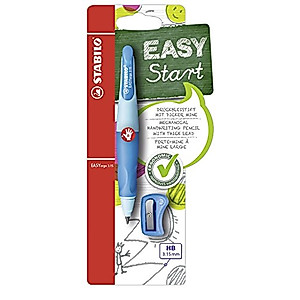 Handwriting Pencil - STABILO EASYergo 3.15 - Right Handed - Light Blue/Dark Blue + Sharpener