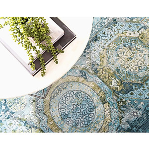 Unique Loom Baracoa Collection Area Rug - Coppelia (4' 3" x 6' 1" Rectangle, Light Blue/ Blue)