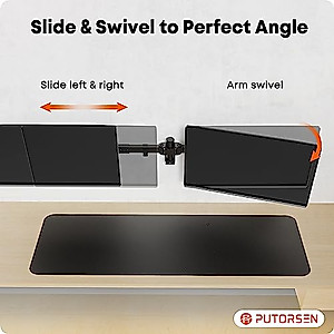 PUTORSEN Ultra Wide 24-38 Inch Dual Monitor Wall Mount, Full Motion Dual Wall Mount Monitor Arm Holds up to 22lbs, Double Computer Monitor Wall Mount for Most LED LCD Screens, VESA 75/100mm, Black