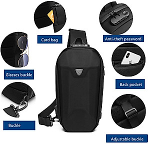Anti Theft Sling Bag Crossbody Shoulder Bags for Men Waterproof Sling Chest Backpack with USB Charging Port Lightweight Travel Daypack (Black)