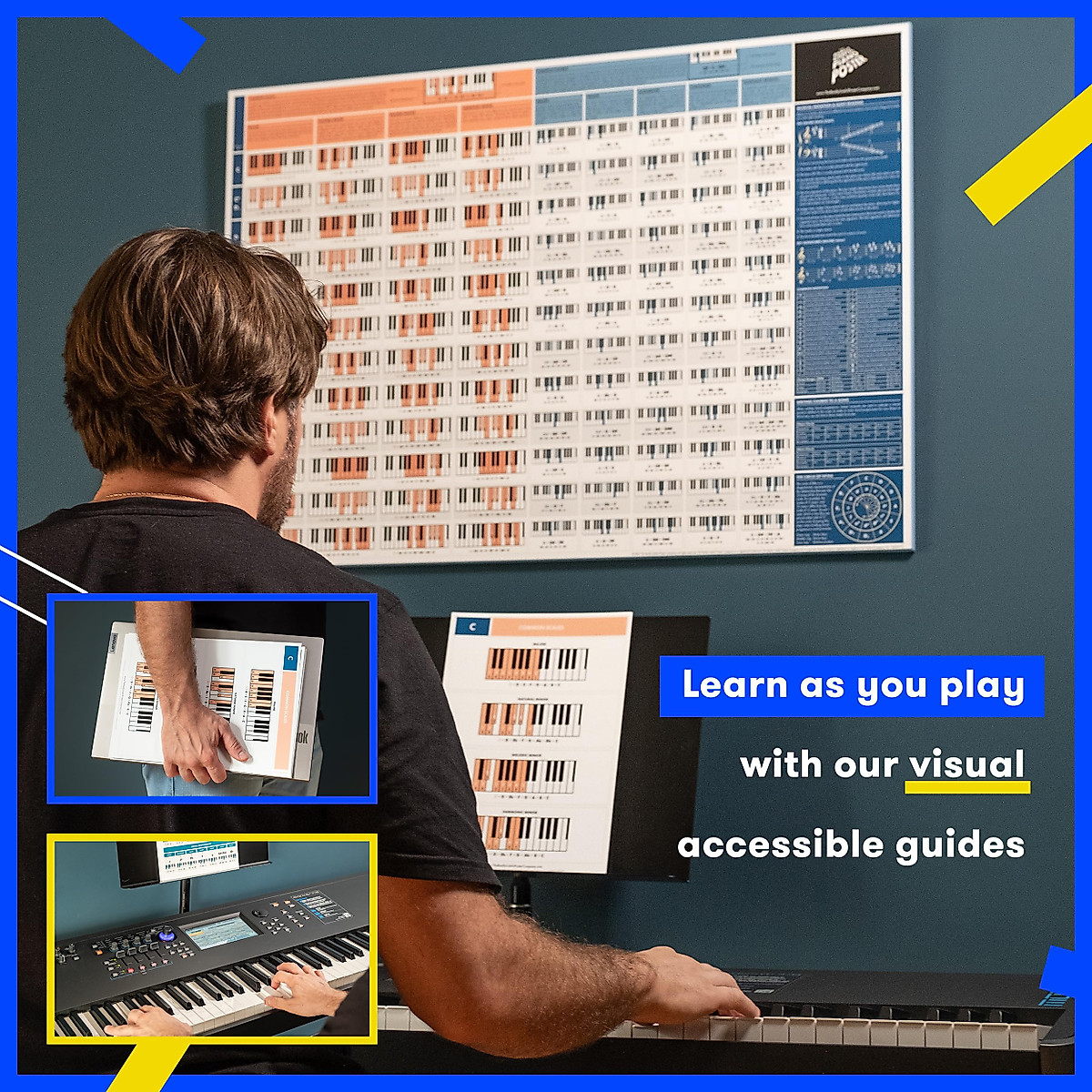 The Really Useful Piano Reference Cards - 12 Pack (1 per Key Signature) - Learn & Master Piano Music Theory with Our Fully Illustrated Scales & Chord Cards - Perfect for Beginners & Music Producers