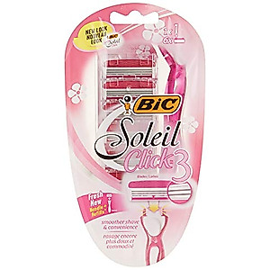 BIC Click 3 Soleil Women's Disposable Razors, 3 Blades With a Moisture Strip For a Smoother Shave, 12 Piece Razor Set