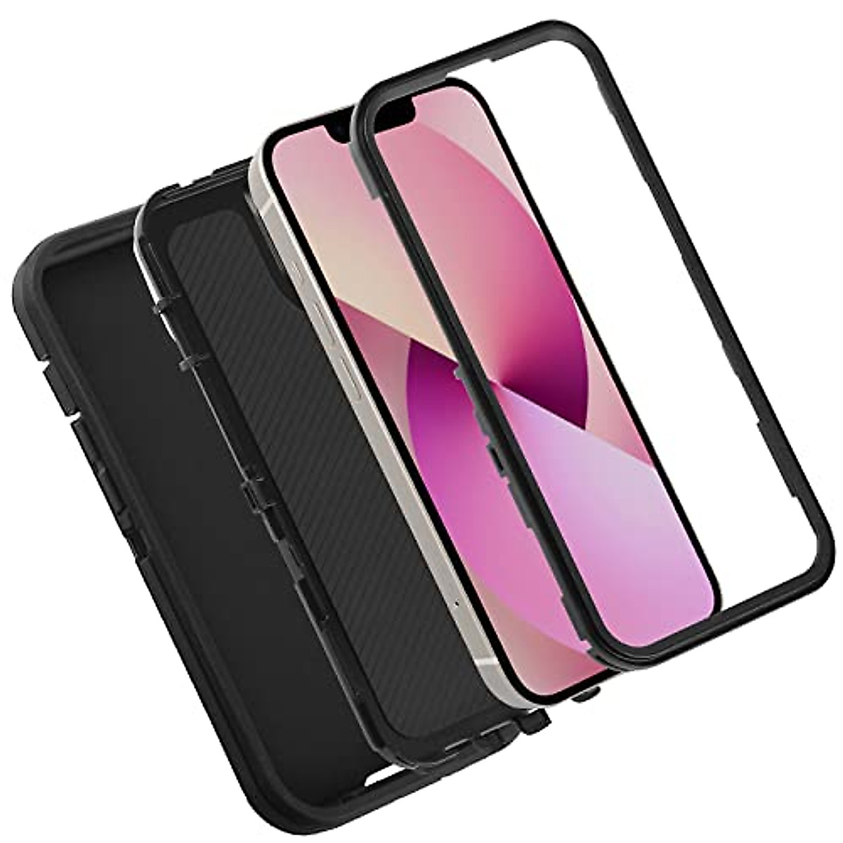 Shockproof iPhone 13 Case with [Tempered Glass Screen Protector+Camera Lens Protector] Military Grade Drop Protection Heavy Duty Protective Cover for Apple iPhone 13 6.1" Black