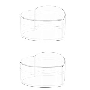 Dayaanee Clear Acrylic Plastic Heart-shaped Acrylic Box with Lid 2 Pack Small 3.3x2.9x1.6Inch/85X75X40mm Storage Boxes Cube Organizer Containers for Candy Pill and Tiny Jewelry