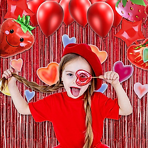 Red Fringe Curtains Party Streamers Backdrop - GREATRIL Foil Tinsel Curtain Cortinas para Fiestas Decoracion Backdrop for Stranger Theme Party Christmas Valentines Day Party 2-Pack