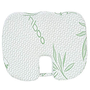 Bamboo Seat Cushion Pillow for Office Chair - Memory Foam Pad for Tailbone, Sciatica, Lower Back Pain Relief, Ergonomic and Non-Slip, Machine Washable Cover (Pack of 1)