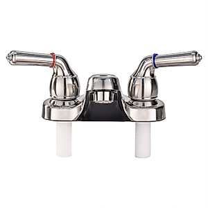 RecPro RV Rectangle Bathroom Sink (White) w/Brushed Nickel Teapot Faucet | RV Lavatory Sink w/faucet | Camper Sink