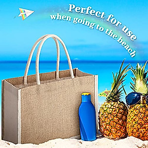 10 Pcs Burlap Jute Bags Jute Totes with handle Burlap Jute Gift Totes Burlap Welcome Bags for Women Bridesmaid Wedding Beach (12.6 x 8.66 x 5.12 Inch)