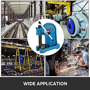 BestEquip Manual Arbor Press 1 Ton, Heavy Duty Arbor Press with 4-5/8 Inch Maximum Height, Manual Desktop Arbor Press Cast Iron Material, for Riveting Punching Holes