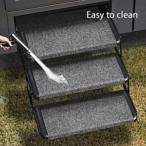 Lucky Tom RV Step Covers 3 Packs,Luxurious Decoration for Recreational Vehicle,EZ Cleaning wrap Around Rug Cover with Stable Spring Hook.Perfect RV Accessories for Caravan,Campers,and Trailers.Grey