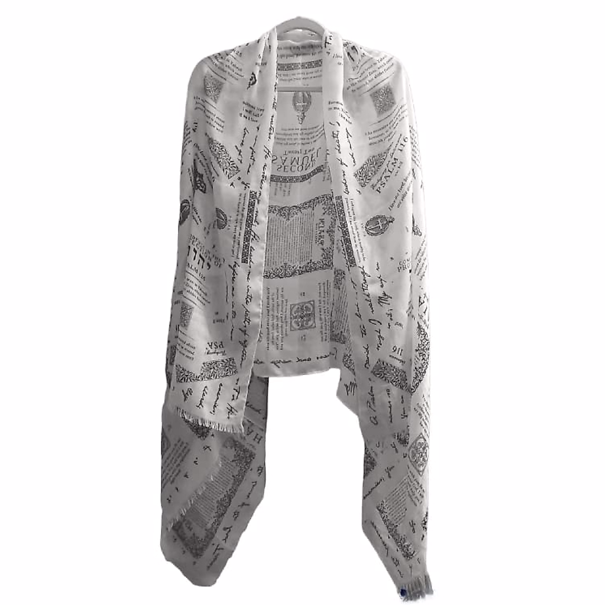 Protection Christian Prayer Shawl - Prayer Scarf with Bible Verses about God's Protection, Off- White Meditation Shawl, Unique Christian Gifts