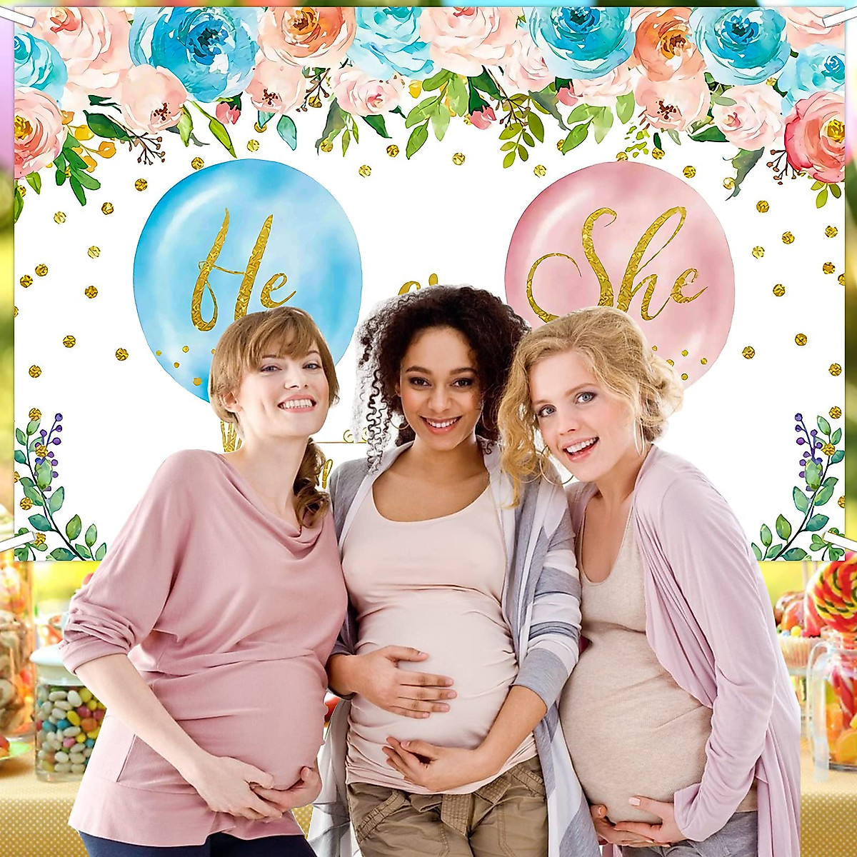 Gender Reveal Decorations Backdrop, Baby Gender Reveal Ideas, Party Supplies Banner Baby Shower Decorations Photography Background 70.8 x 47.2 inch