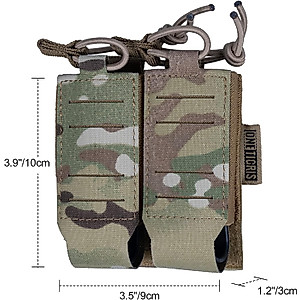 OneTigris Tactical Pistol Mag Pouch DD44 - Molle Double Magazine Pouch for 9mm .40 .45 .357 Glock S&W Ruger Springfield HK Quick Release with Plastic Inserts OWB Laser-Cutting