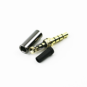 KetDirect 2Pcs Gold 4 Pole 3.5mm Male Repair headphone Jack Plug Metal Audio Soldering headset connector Black