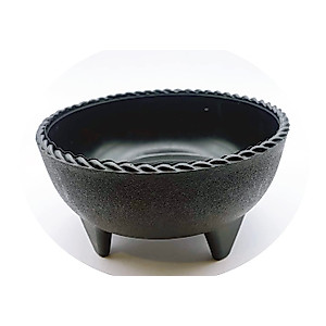6 Pack Salsa Black Molcajete, Mexico Serving Dish, Chips, Sauce Cup, Side Dish, Snack, Dip, Nuts Candy for Taco Fiesta, Perfect for Parties, Events, or Any Use! (Black Wavy Edge, 6 Pack)