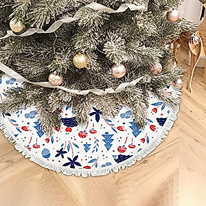 Small Christmas Tree Skirt Flower Hedgehog Christmas Elements,30 Inch Tree Skirt for Christmas Holiday Party Decoration,Rustic Tree Skirts Mat Home Indoor Outdoor Ornaments