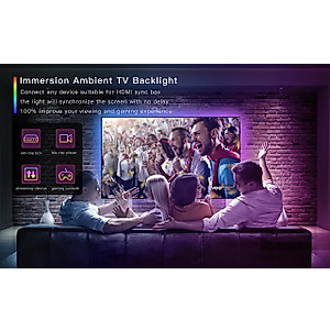 Azoula TV LED Backlight Immersion Ambient TV Strip Lights for 55-65 Inch TV HDMI 2.0 Sync Box RGB+IC Wi-Fi Backlight Music Sync TV Light, Compatible with Alexa Google Assistant App Contro