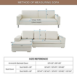 Deep Dream Couch Cover, 1 Piece Couch Arm Covers & Backrest Cover, Sectional Couch Covers, Anti-Slip Armrest Covers for Dogs Cats Recliner Loveseat Sofa L Shaped, 28 x 28 Inch - Light Coffee(1 Piece)