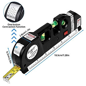 Laser Level, Semlos Multipurpose Line Laser Leveler Tool Cross Line Lasers With 8FT/2.5M Standard Measure Tape and Metric Rulers for Hanging Pictures Tile Walls