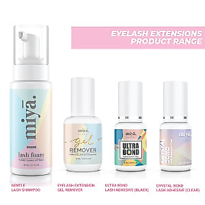 Eyelash Extension Cleanser + Rose Gold Mascara Wand & Brush | Eyelid Cleanser | Lash Bath | Paraben & Sulfate Free Makeup Remover Lash Cleanser for Extensions | Salon & Home | Miya Lash Shampoo 50ml