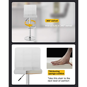 BestOffice Counter Height Bar Stool Set of 2 Barstools Modern Swivel Bar Stool Hydraulic Home Kitchen Stools Height Adjustable PU Leather Bar Chairs Dining Room Chairs