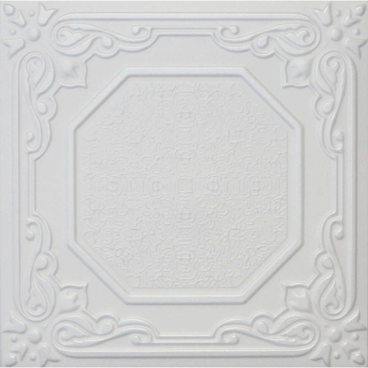Lizbona R32W 20 x 20 Tin Looking Styrofoam Glue Up White Ceiling Tile