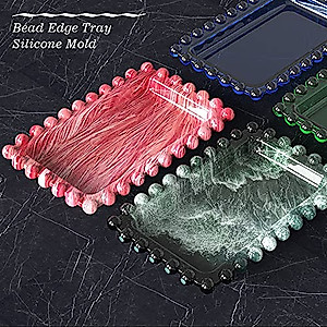 Resin Tray Mold with Bead Edges Rectangle Jewelry Plate Mould for Resin Epoxy Casting Display Trinket Candles Holder Soap Dish Storage Container Art Crafts Making Supplies Home Decoration