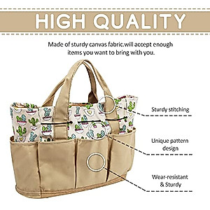 GERYMU Art Supply Storage Organizer, Craft Organizers and Storage Tote Bag with Pockets Art Caddy Oxford Fabric Craft Storage Containers for Teacher, Students, Artist,Office Workers, Traveler Khaki