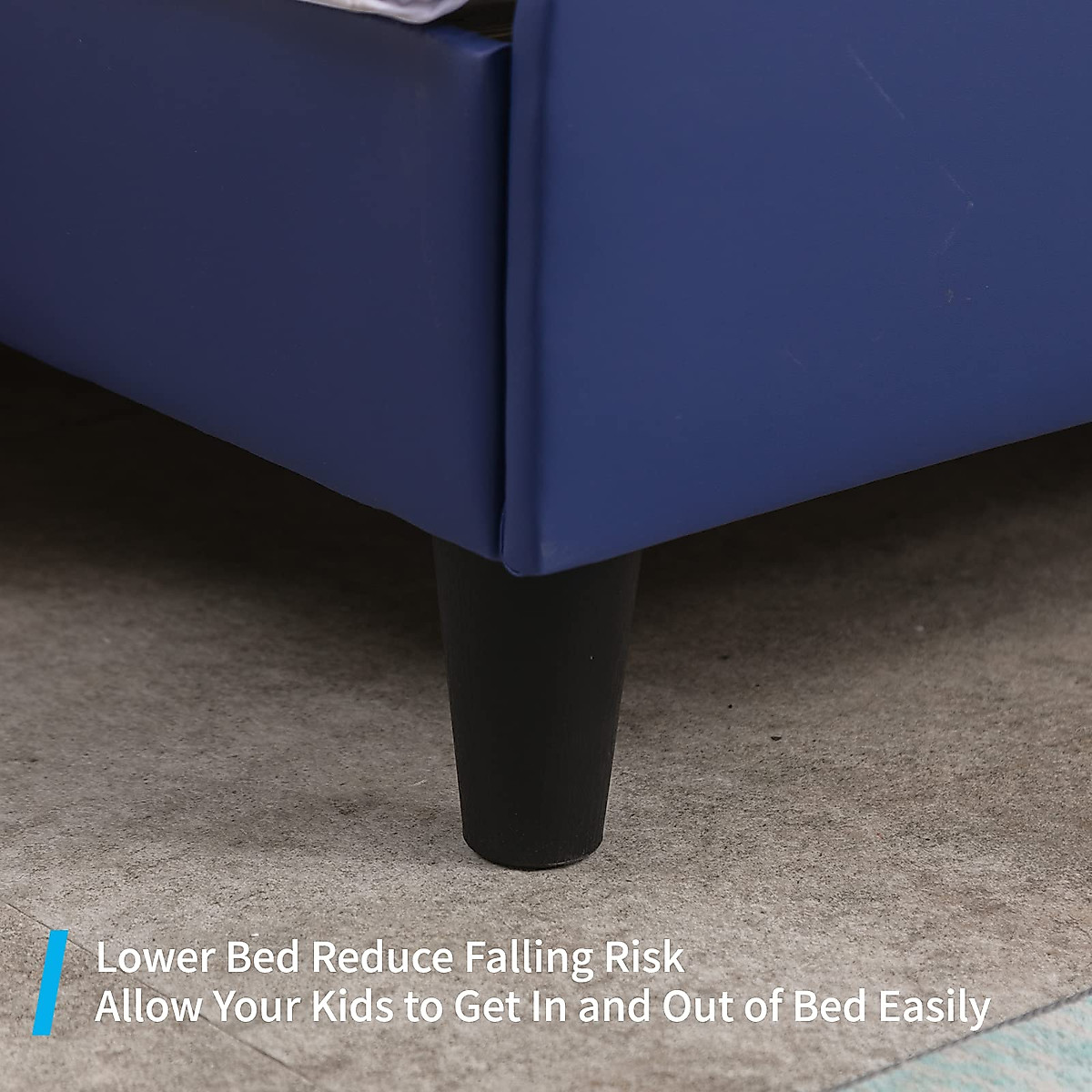 Mjkone Twin Bed Frame Kids, Space Adventures Boy Twin Bed Kids Bed, Teens Bed Frame with Upholstered PVC Tufted Headboard, Children Bed Frame, No Spring Box Needed (Planets)