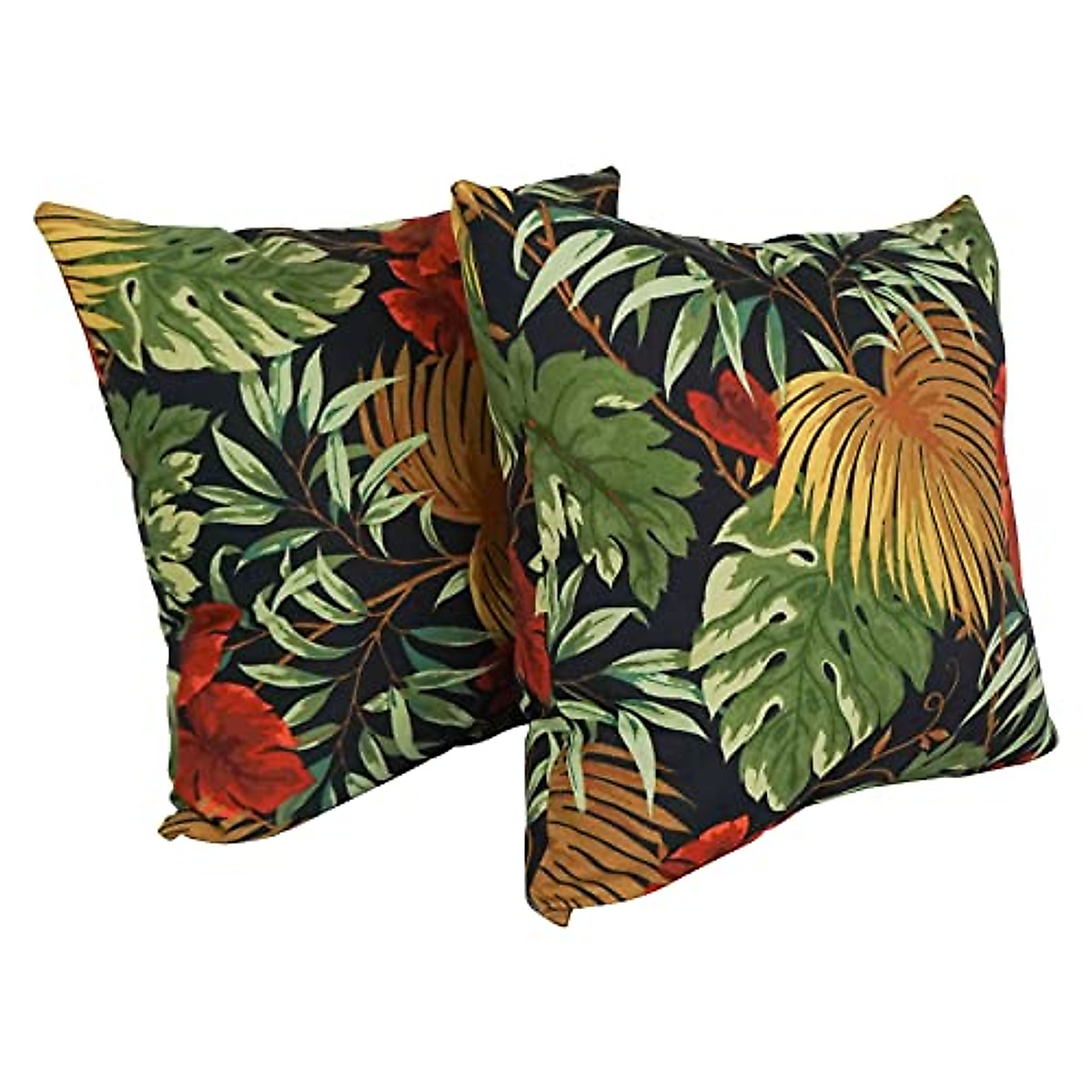 Blazing Needles Square Indoor/Outdoor Throw Pillow, 25", Tropique Raven 2 Count