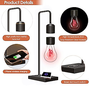 Floatidea Magnetic Levitating Lamp with Phone Wireless Charger Levitation Floating Light Bulb Novelty Love Lamp for Valentine's Day Birthday Anniversary Romantic Christmas Gift Decoration
