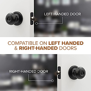 Copper Creek Polished Brass Door Knobs - Round Colonial Knob with Privacy Locking Function for Home Improvement, 1 Pack - Fits All Standard Doors - Locking Door Knob for Bedroom and Bathroom Use