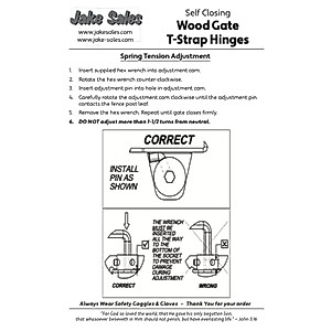 Black T-Strap Self Closing Wood Gate Hinges - Wood Fence Hinge Gate Kit, 8" T-Gate Hinges - Wood Gate Hardware (1 Pack)
