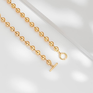 HESSAWELL Gold Necklaces for Women Men Gold Plated Beaded Chain Necklace Chunky Gold Ball Chain Choker Necklace for Women Fashion Jewelry