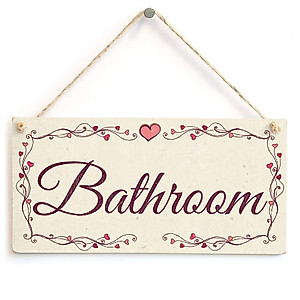 Bathroom Sign Home Decor Wood Sign Plaque Hanging Wall Art, Decorative Funny Sign,Garden Sign 10"x5"