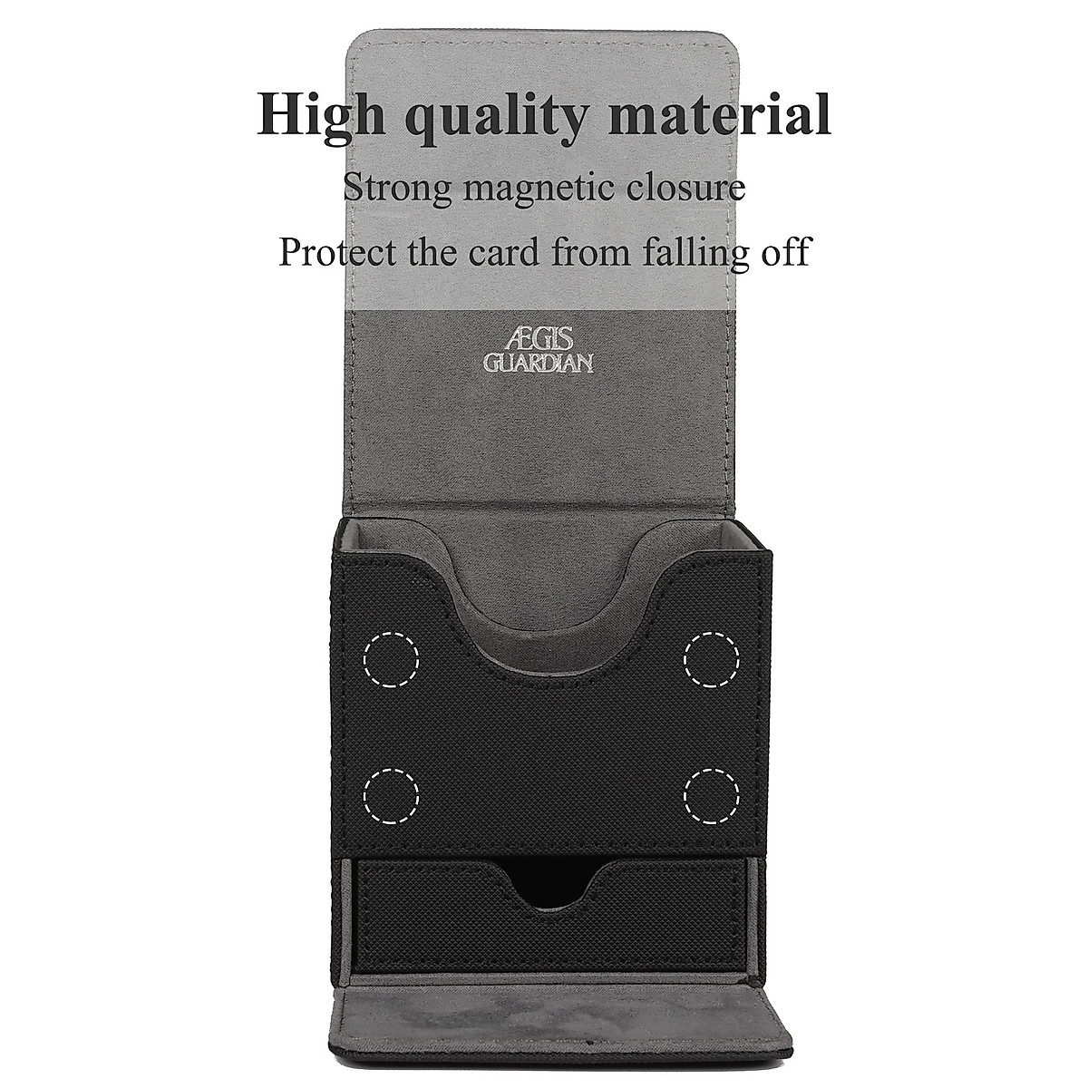 AEGIS GUARDIAN Card Deck Box with Dice Tray for MTG Cards, Commander Deck Box fit 150+ Sleeved Cards, PU Leather Card Storage Box Strong Magnet Deck Game Case for TCG CCG, Black