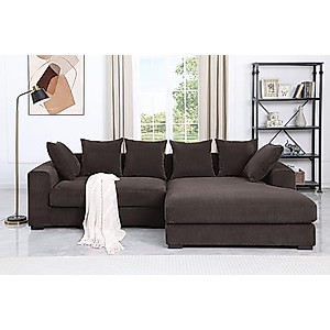 Oversized Two-Piece Right Facing Sectional Sofa Couches for Living Room, 109.75-Inch L Shaped Convertible Corduroy Upholstered Sofa&Couch with Left Chaise Daybed,Beige