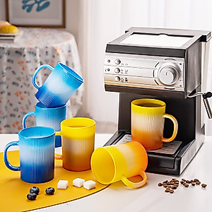 Claplante 6 Pack Coffee Mugs 11 oz Espresso Mugs with Handles, Tea cups with 6 Spoons, Drinking Glasses, Hot Chocolate Mugs, Cocoa Mugs, Mug Sets, Coffee Cups for Latte, Espresso Coffee, Juice, Tea