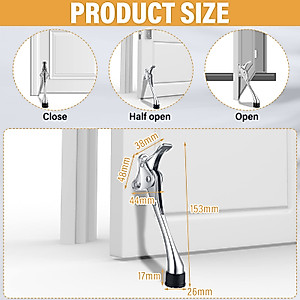 12 Pack 6 Inch Door Stoppers Kick Down Door Stopper Hands Free Kick Door Stop Bulk Heavy Duty Metal Door Kickstand Flip Down Door Stops for Bottom of Door with Adjustable Height and Rubber Tip