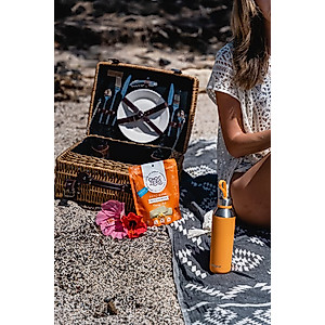 Cool Gear Stainless Steel Double Walled Vacuum Insulated Tyler Water Bottle, with Threaded Loop Lid, 17 Ounce (2 Pack) - Blue/Orange