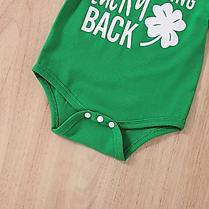 Infant Baby Girl Letters Print Romper Bodysuit High Waist Clover Tutu Shorts Bottoms St. Patrick's Day Clothes (Green,3-6 Months)