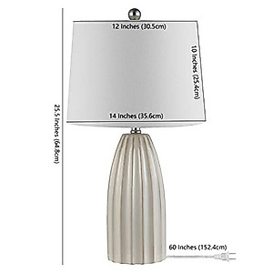 SAFAVIEH Lighting Collection Kayden Modern Ivory Ceramic 26-inch Bedroom Living Room Home Office Desk Nightstand Table Lamp (LED Bulb Included)