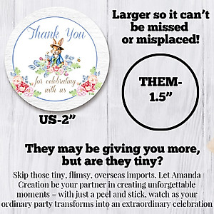 Little Rabbit Themed Birthday Thank You Sticker Labels for Kids, 40 2" Party Circle Stickers by AmandaCreation, Great for Party Favors, Envelope Seals & Goodie Bags