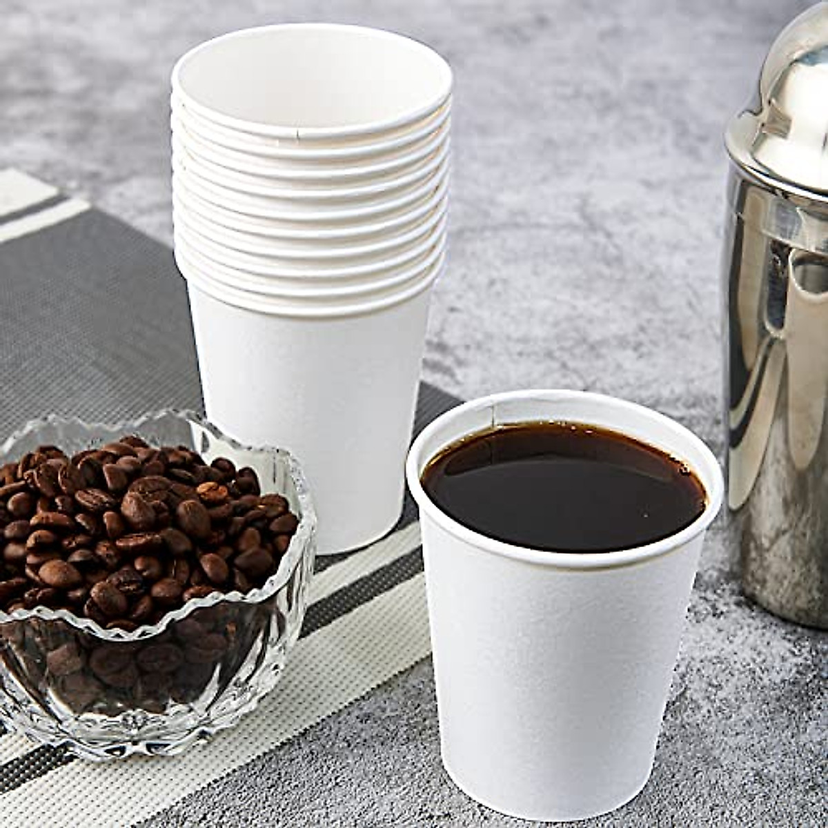 Turbo Bee 300Pack 8oz Disposable Paper Cups, White Paper Coffee Cup，Espresso Cups,Hot/Cold Beverage Drinking Cup for Party,Travel and Event