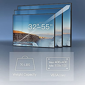 PERLESMITH TV Wall Mount Swivel Tilt for 32-55 inch LED LCD OLED Flat Curved TV Screen, Full Motion TV Mount Bracket with Articulating Arm Perfect Center Single Stud up to 70lbs VESA 400x400mm, PSMFK7