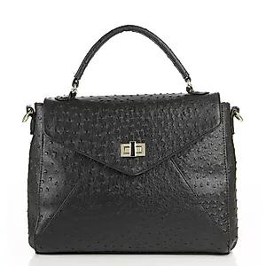 Noble Mount Ostrich Finish Envelope Satchel/Handbag - Black