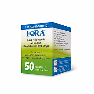 FORA V30 G30 Premium V10 Blood Glucose Test Strips - 50count, Precise Blood Sugar Measurement for Diabetes and Your Diabetic Diet